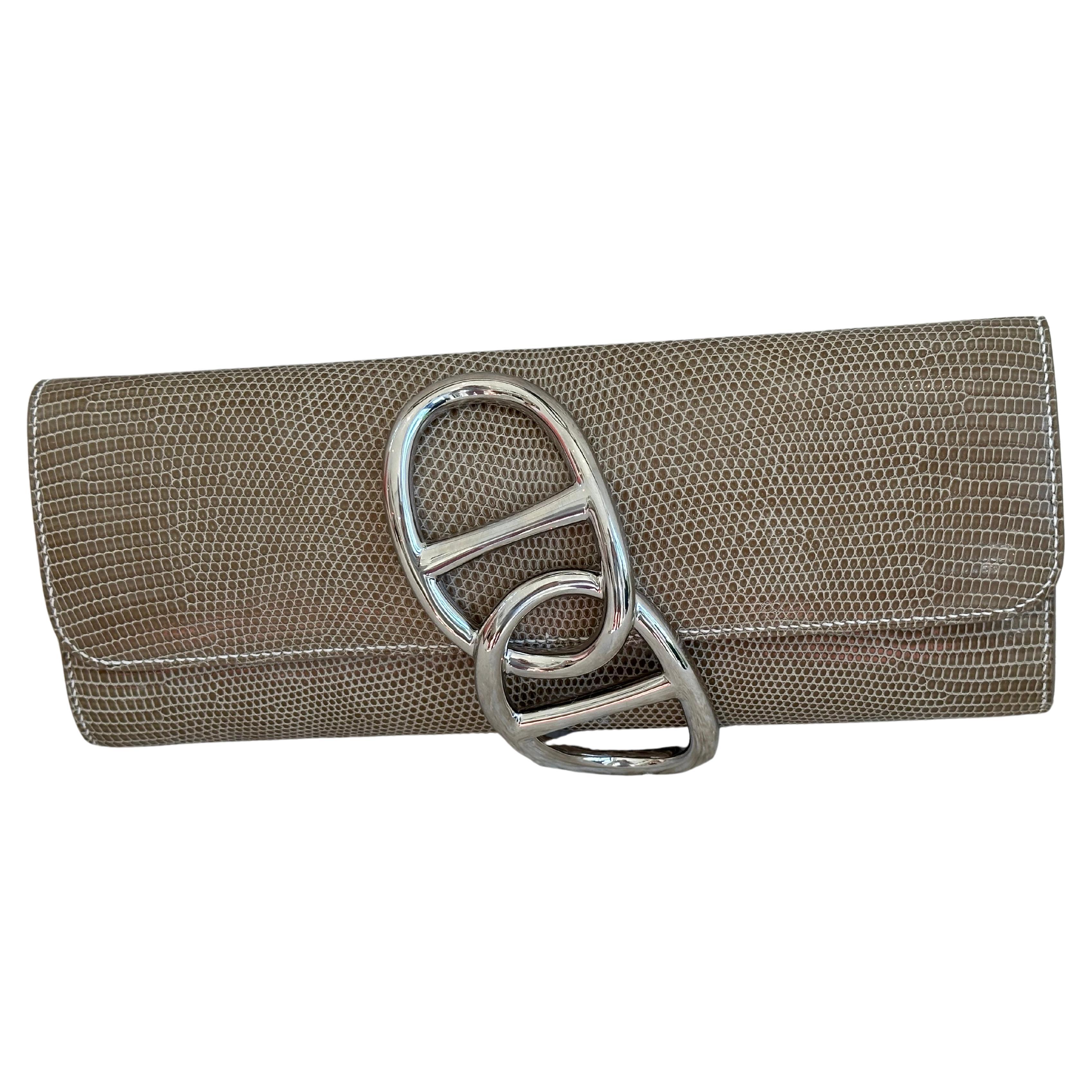 Rare Hermés Ficelle Lizard Egee Clutch For Sale at 1stDibs