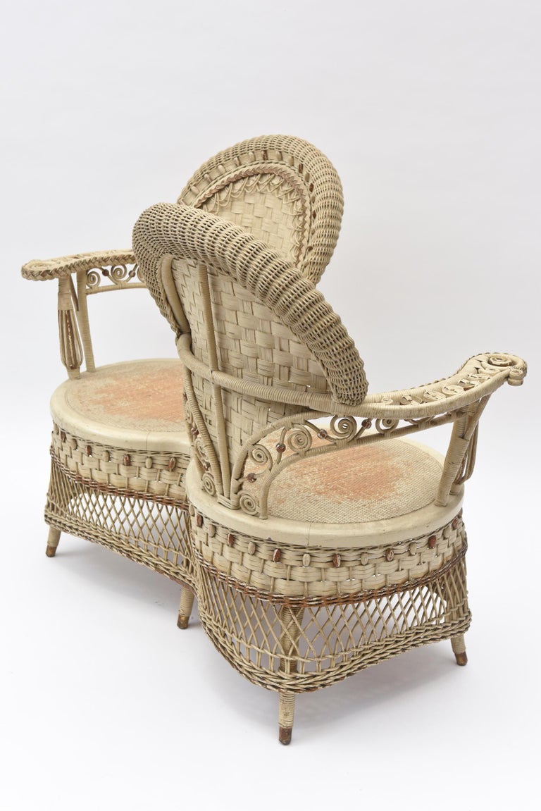 Rare Heywood Brothers and Wakefield Victorian Wicker Conversation ...