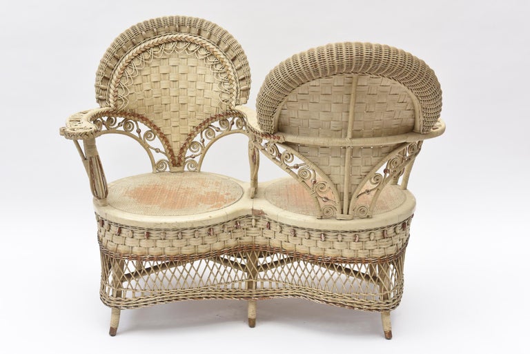 Rare Heywood Brothers and Wakefield Victorian Wicker Conversation ...