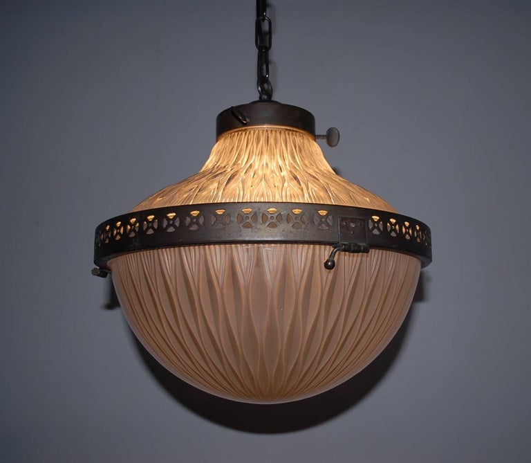 Rare Holophane Style German Arts and Crafts World War Pendant ...