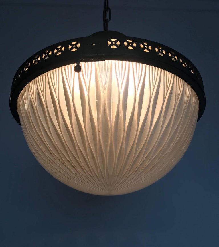 Rare Holophane Style German Arts and Crafts World War Pendant ...