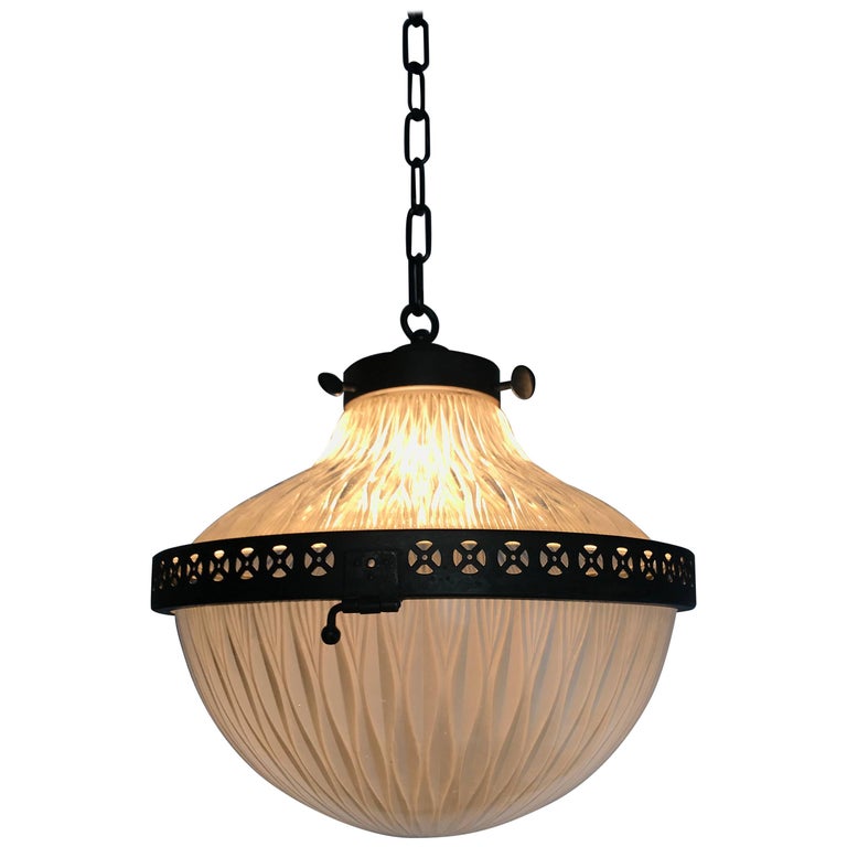 Rare Holophane Style German Arts and Crafts World War Pendant ...