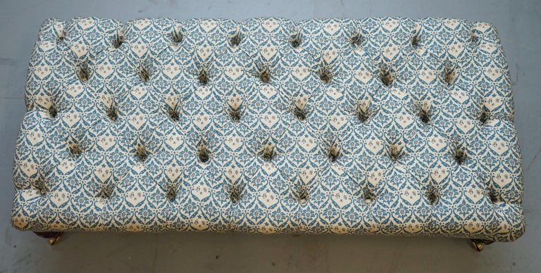 Rare Howard and Son's Oversized Chesterfield Footstool Ticking Fabric ...