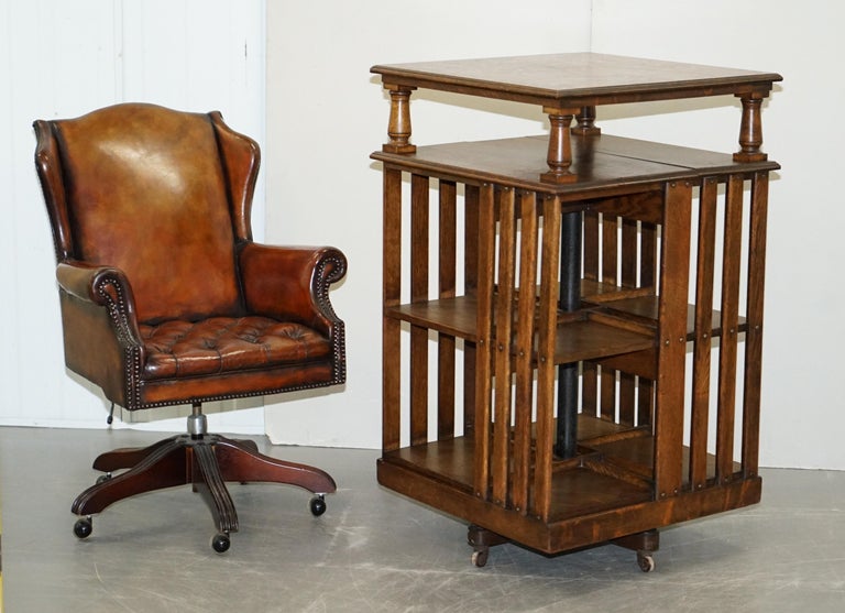 Rare Huge English Oak circa 1890 Victorian Antique Revolving Library ...