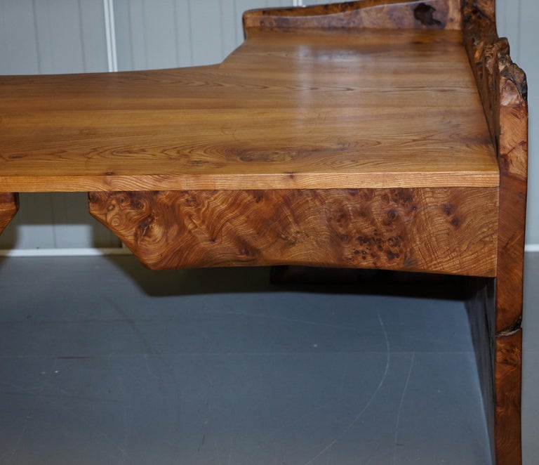Rare Huge Slabbed Burr Elm Desk or Writing Table from the Tim Stead ...