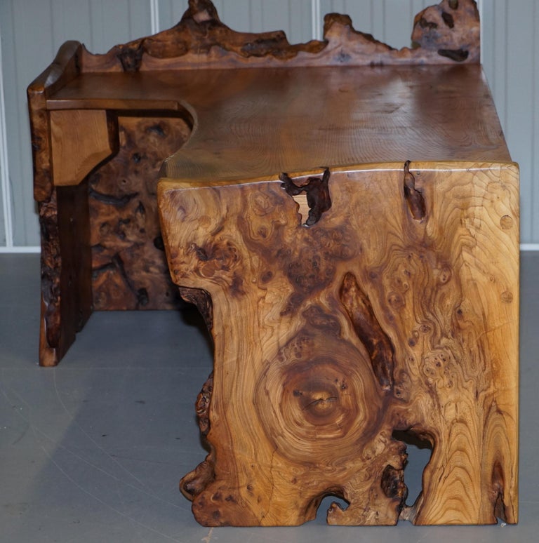 Rare Huge Slabbed Burr Elm Desk or Writing Table from the Tim Stead ...