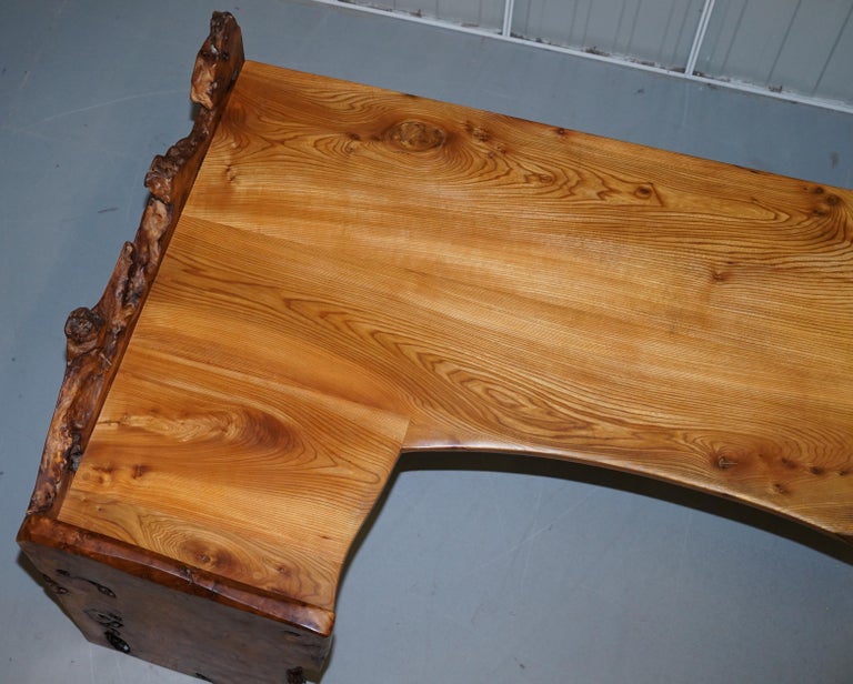 Rare Huge Slabbed Burr Elm Desk or Writing Table from the Tim Stead ...