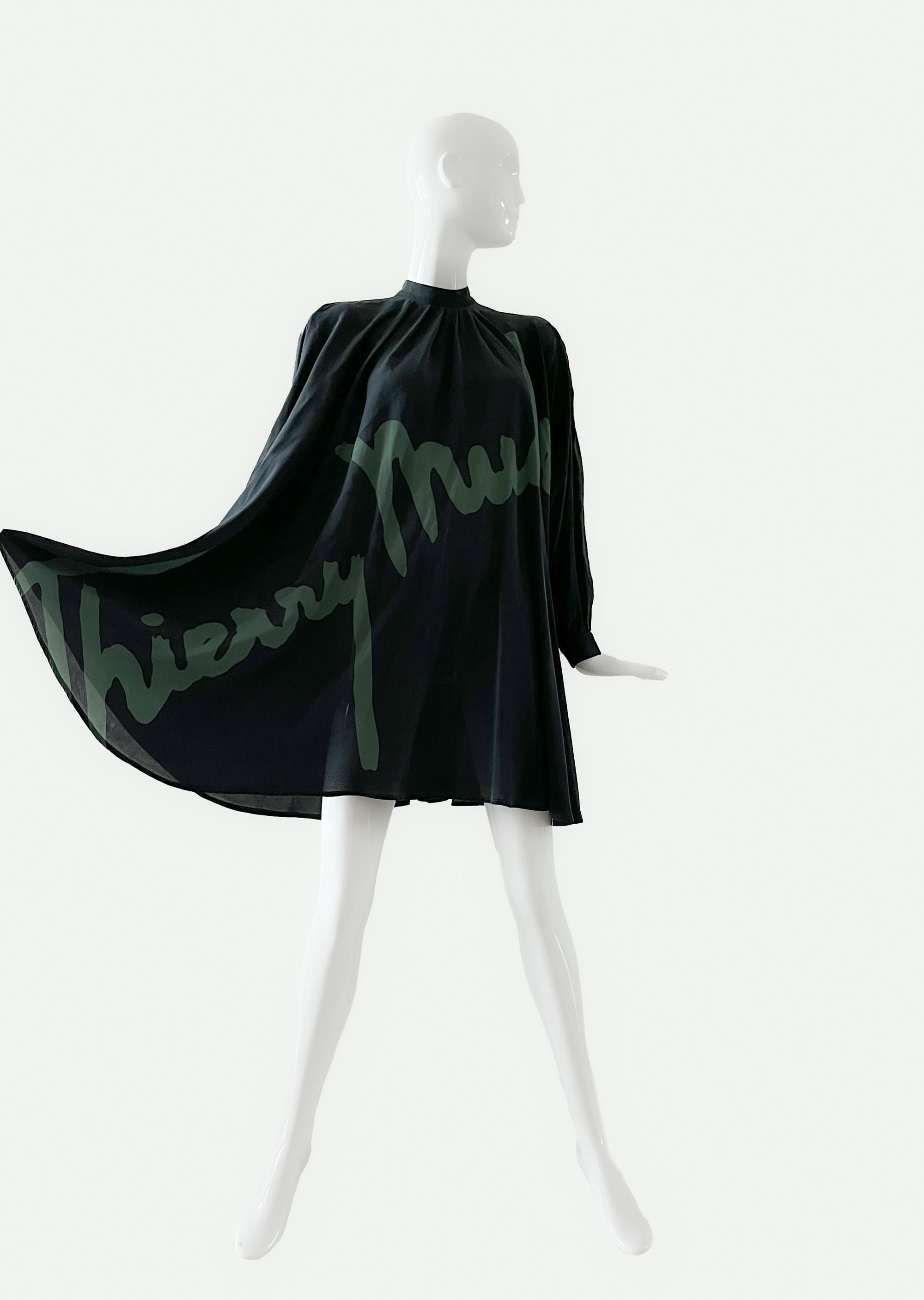 Rare Iconic Thierry Mugler Silk Signature Cape Dress FW 1981 Collection ...