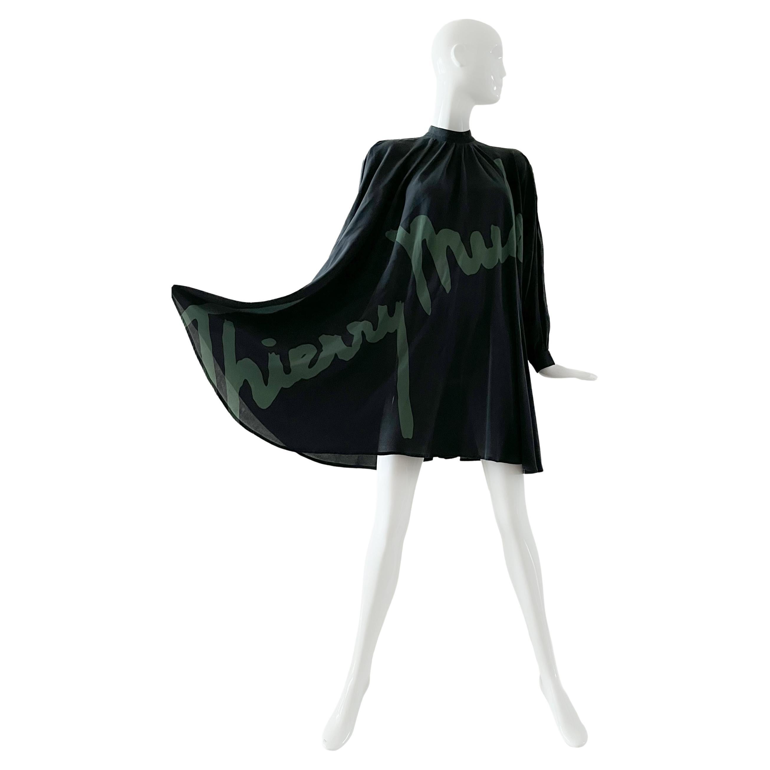 Rare Iconic Thierry Mugler Silk Signature Cape Dress FW 1981 Collection ...