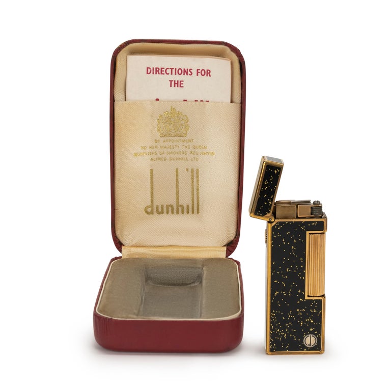Rare Iconic Vintage Dunhill Gold Plated and Black Lacquer with Gold ...