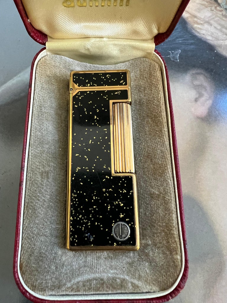 Rare Iconic Vintage Dunhill Gold Plated and Black Lacquer with Gold ...