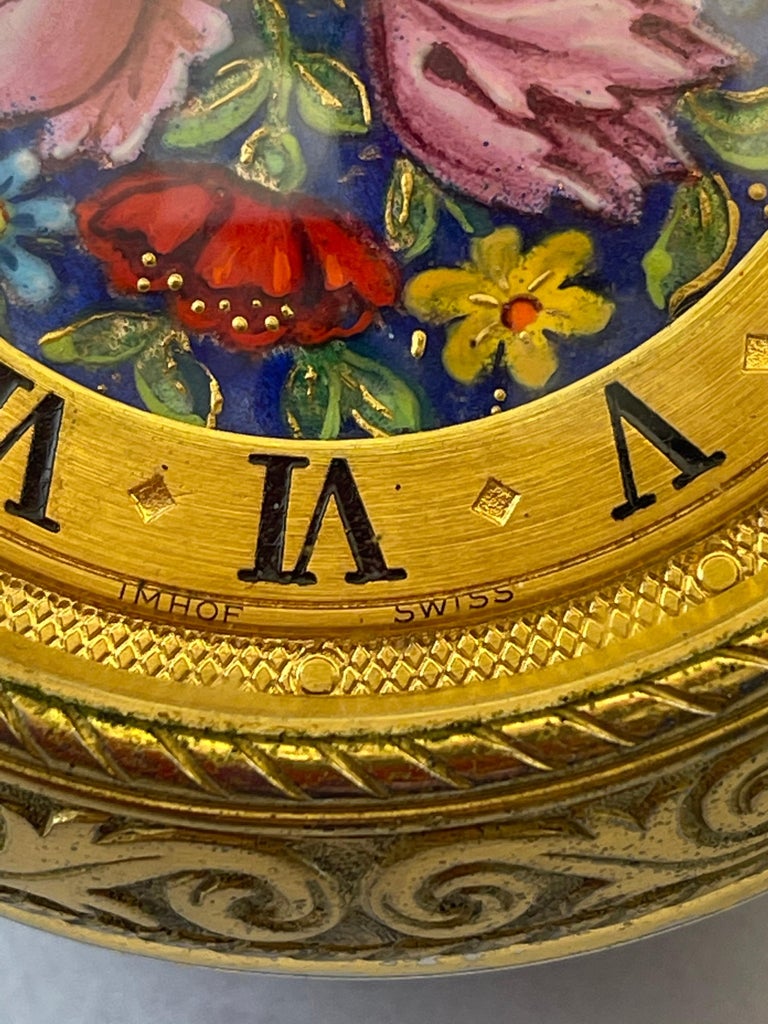 Rare IMHOF Bronze Enamel Alarm Travel Clock For Sale at 1stDibs