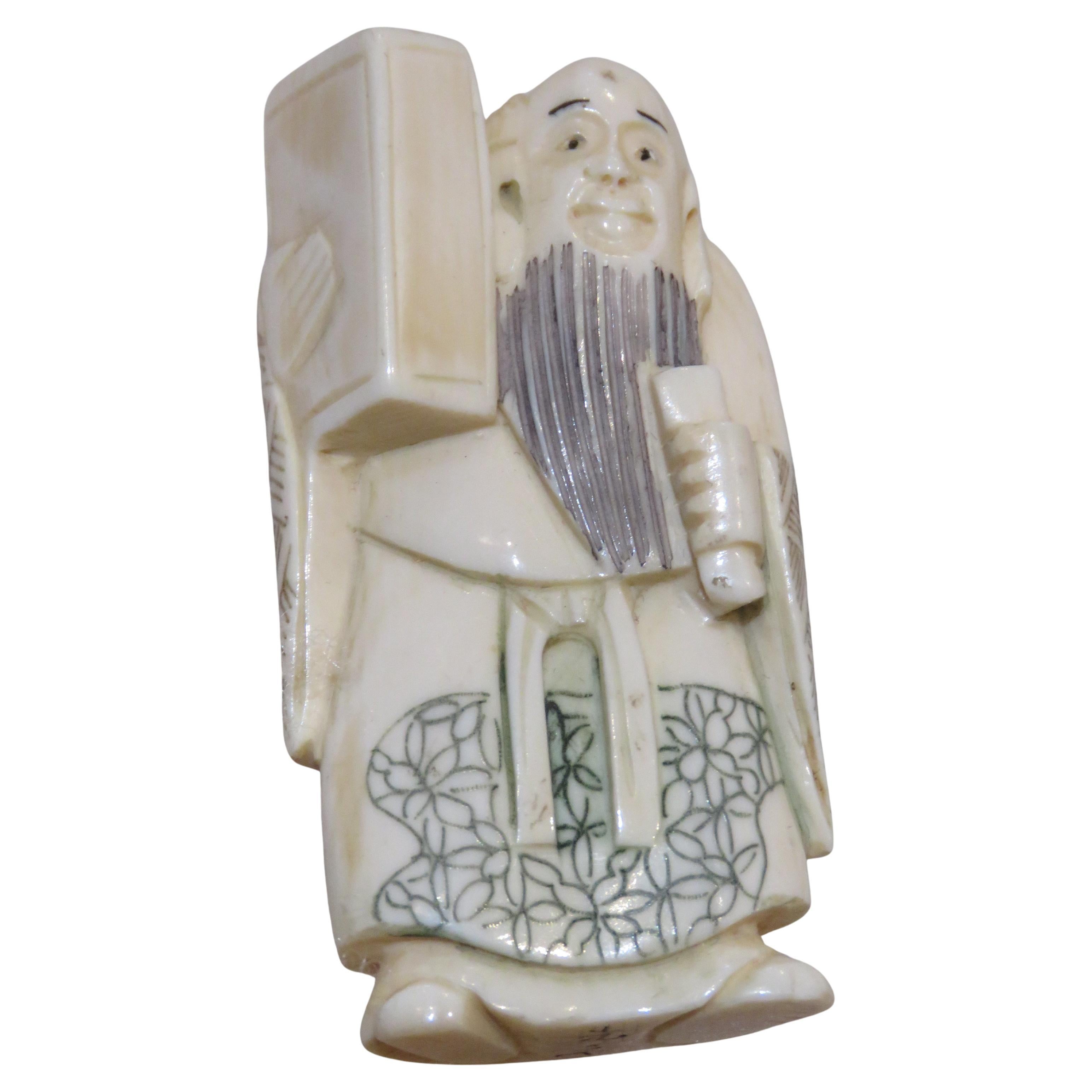 Rare Important 19th Century Fine Japanese Large Detailed Wise Man Bone ...