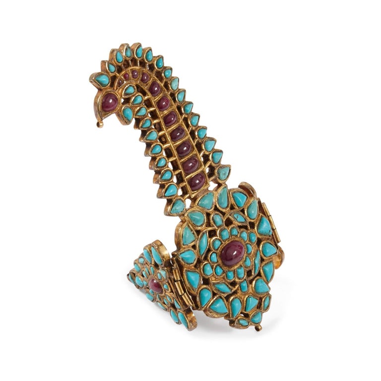 Rare Indian Gold, Ruby and Turquoise Sarpech Turban Ornament For Sale ...
