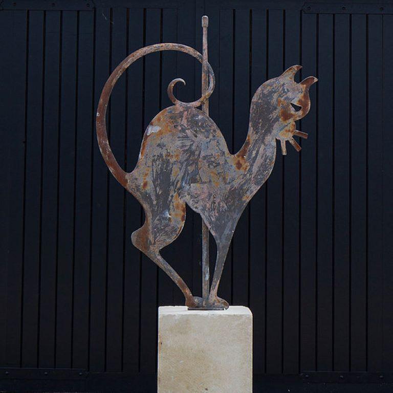 Rare Iron Weather Vane in the Shape of an Animated Cat, circa 1900 For ...
