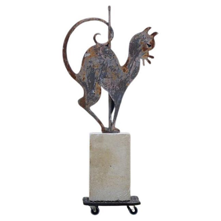 Rare Iron Weather Vane in the Shape of an Animated Cat, circa 1900 For ...