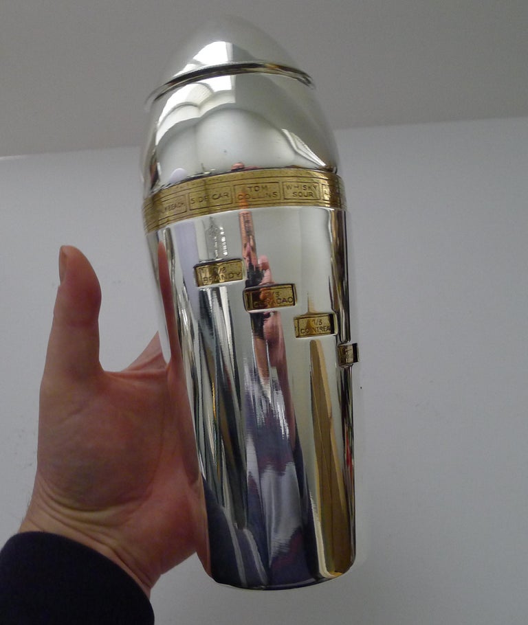 Rare Italian Bullet Recipe Cocktail Shaker, circa 1940 For Sale at 1stDibs