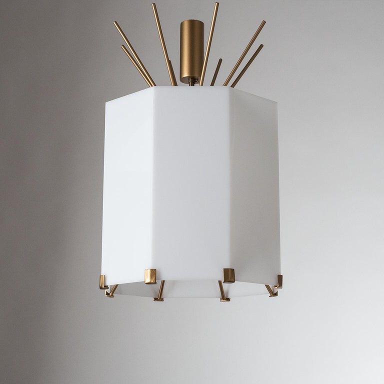 Rare Italian Ceiling Lights, 1950s, Brass and Acrylic at 1stDibs