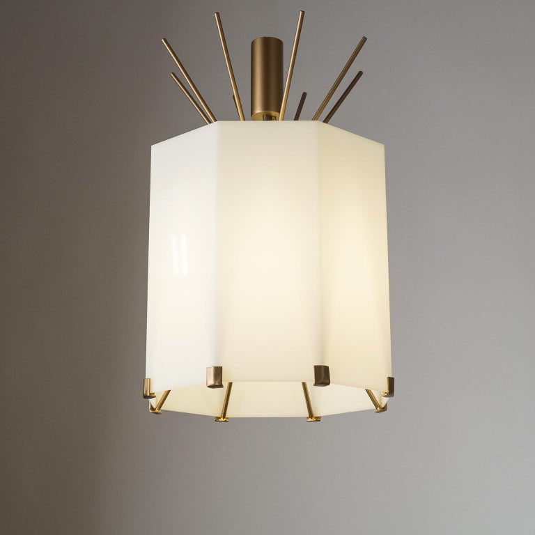 Rare Italian Ceiling Lights, 1950s, Brass and Acrylic at 1stDibs