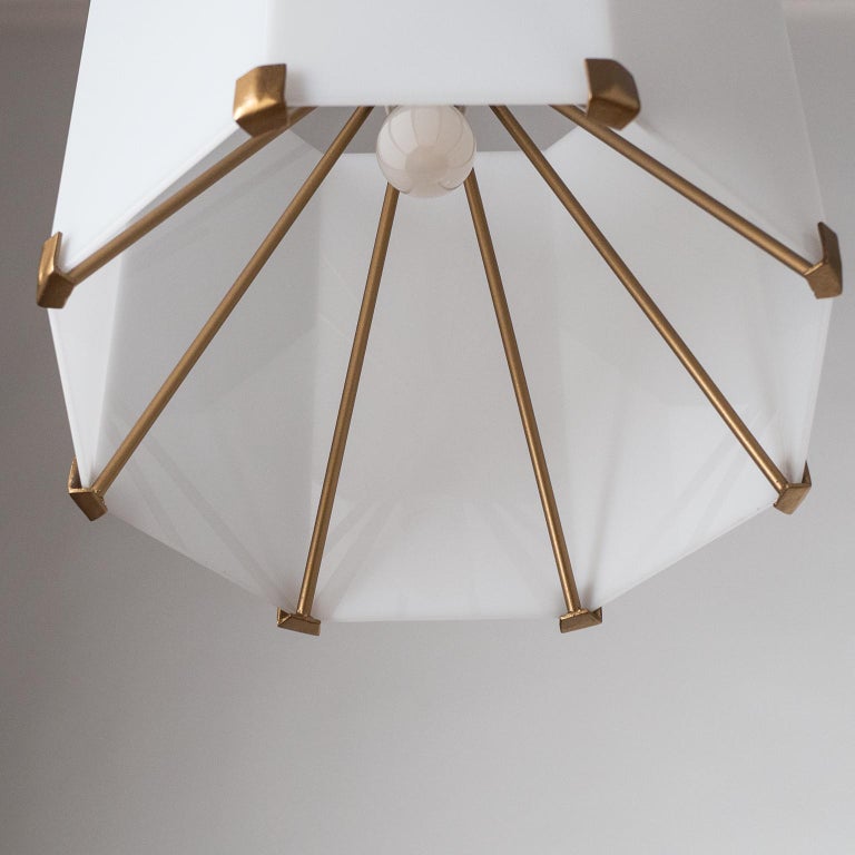 Rare Italian Ceiling Lights, 1950s, Brass and Acrylic at 1stDibs