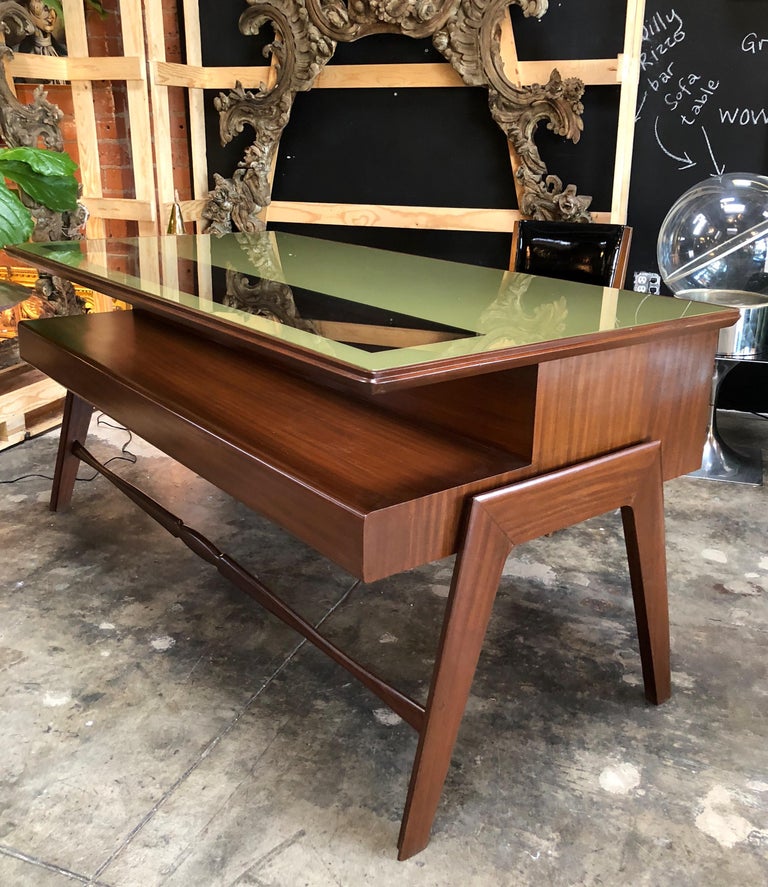 Rare Italian Executive Desk with Floating Glass Top by Vittorio Dassi ...