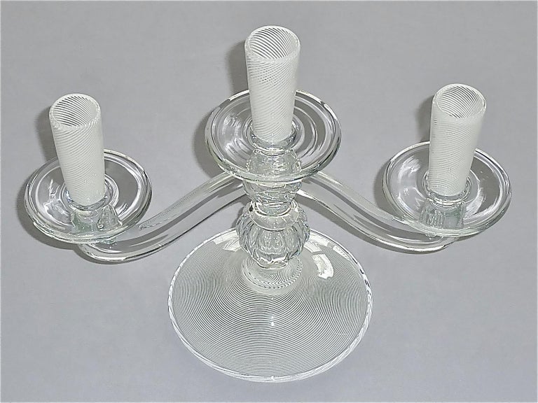 Rare Italian Mezza Filligrana Murano Glass Candle Holder Venini Zecchin ...