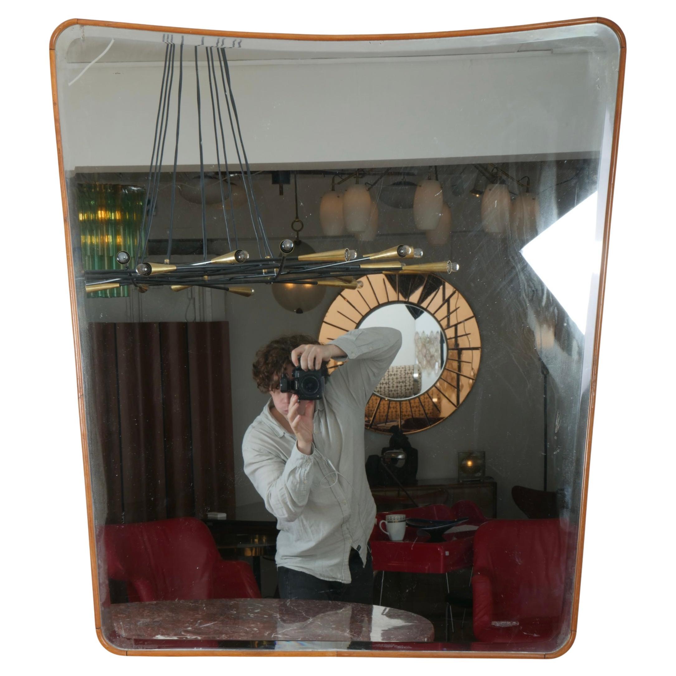Rare Italian molded oak frame mirror with beveled mirror plate. c1950 ...
