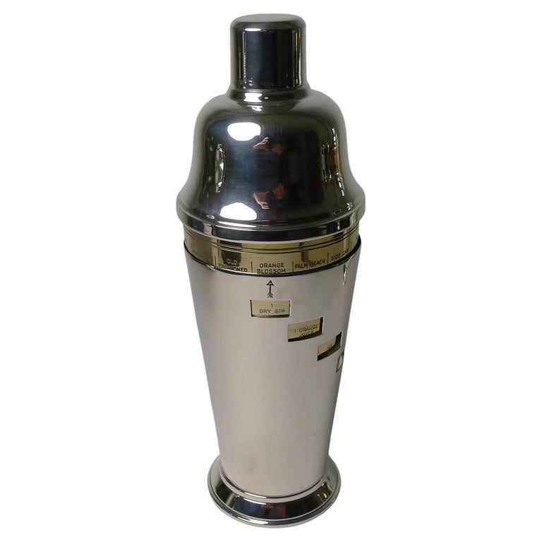 Rare Italian Solid Silver Recipe / Menu Cocktail Shaker c.1940 at 1stDibs