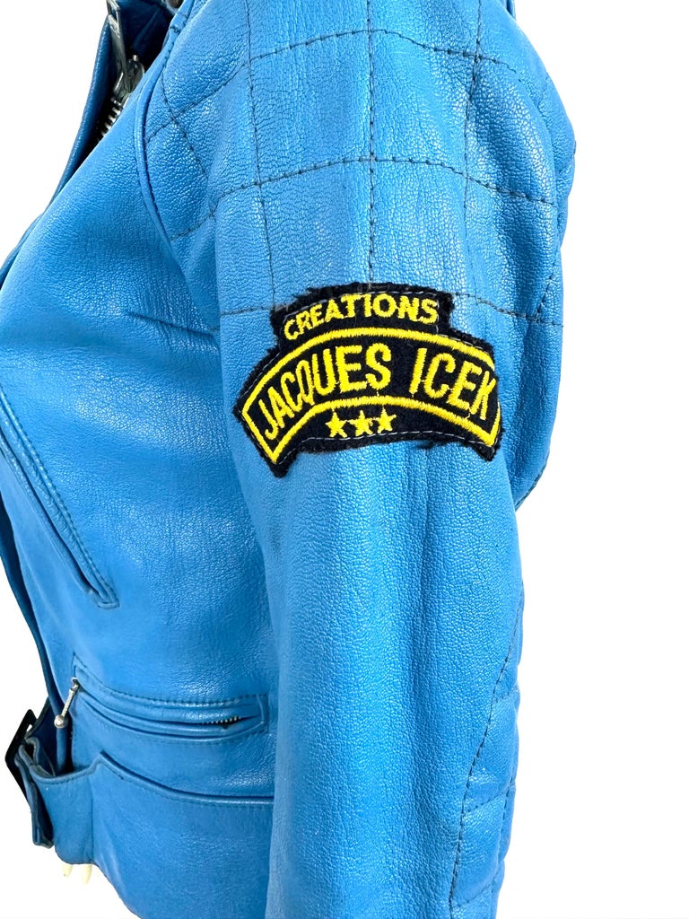 Rare Jacques Icek biker leather jacket from the 70s For Sale at 1stDibs