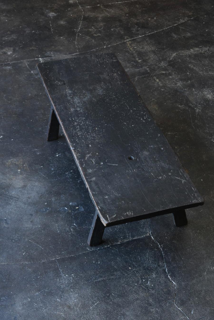 Rare Japanese Antique Wooden Black Low Table/Edo-Meiji 1800s/Wabi-Sabi ...