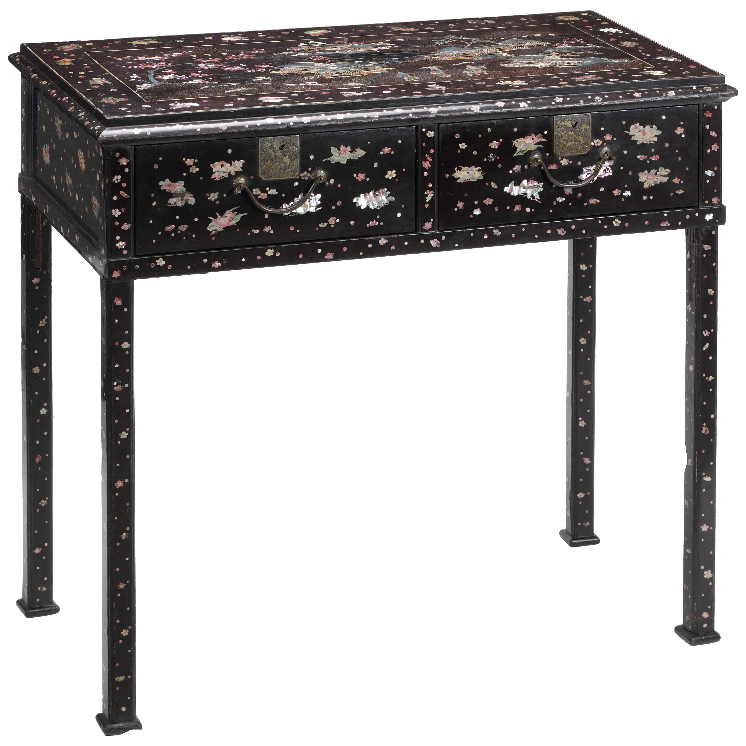 Rare Japanese Lacquer Federal Chippendale/Hepplewhite Side-Table circa ...