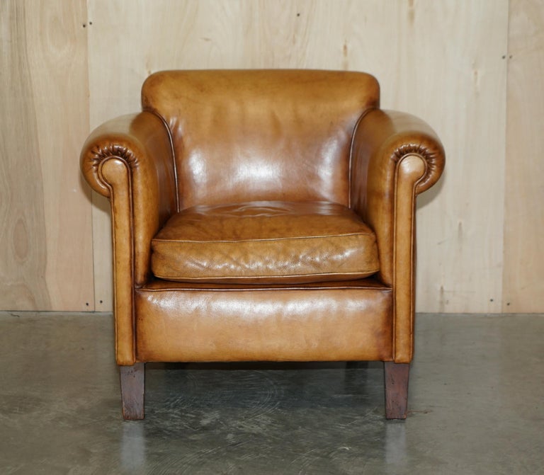 Rare John Lewis Camford Heritage Brown Leather Armchair and Two Seat ...