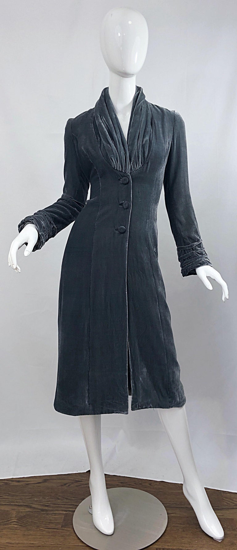 Rare Jorando Italian 2002 Does Roaring 1920s 20s Gray Silk Velvet Opera ...