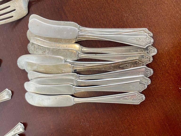 Rare J.S. and Co. International Silver Sterling Silver Flatware Set 90 ...