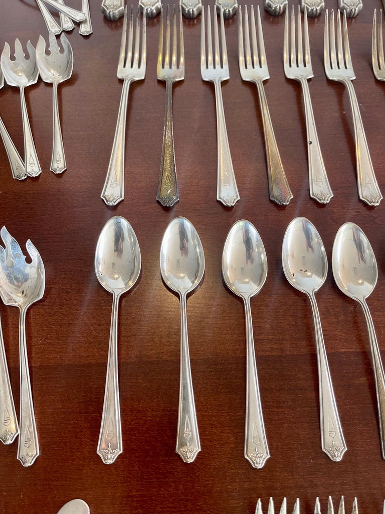 Rare J.S. and Co. International Silver Sterling Silver Flatware Set 90 ...