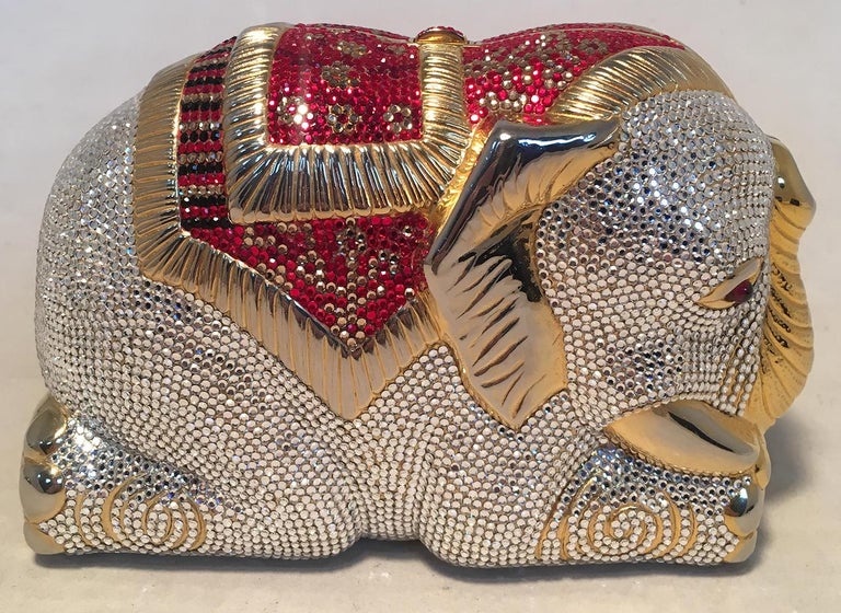 RARE Judith Leiber Swarovski Crystal Elephant Minaudiere Evening Bag ...
