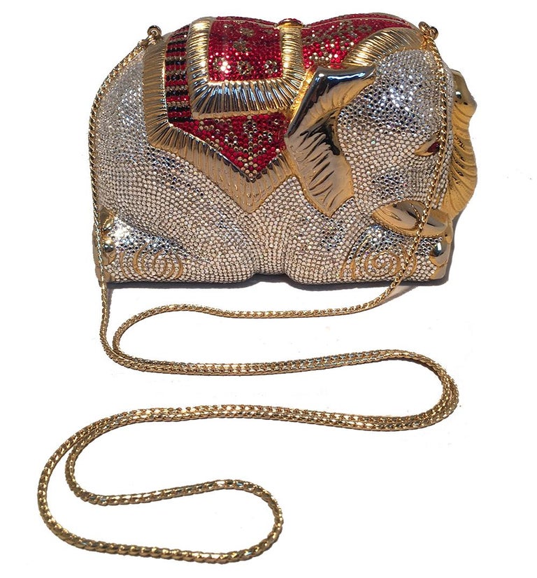 RARE Judith Leiber Swarovski Crystal Elephant Minaudiere Evening Bag ...
