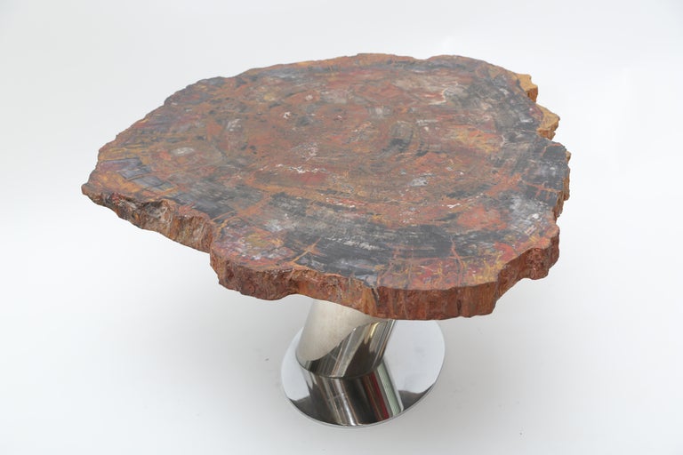 Rare Karl Springer Offset Petrified Wood Table at 1stDibs