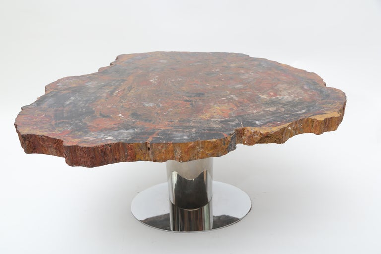 Rare Karl Springer Offset Petrified Wood Table at 1stDibs