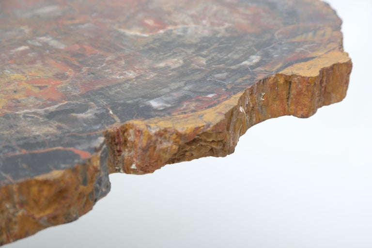 Rare Karl Springer Offset Petrified Wood Table at 1stDibs