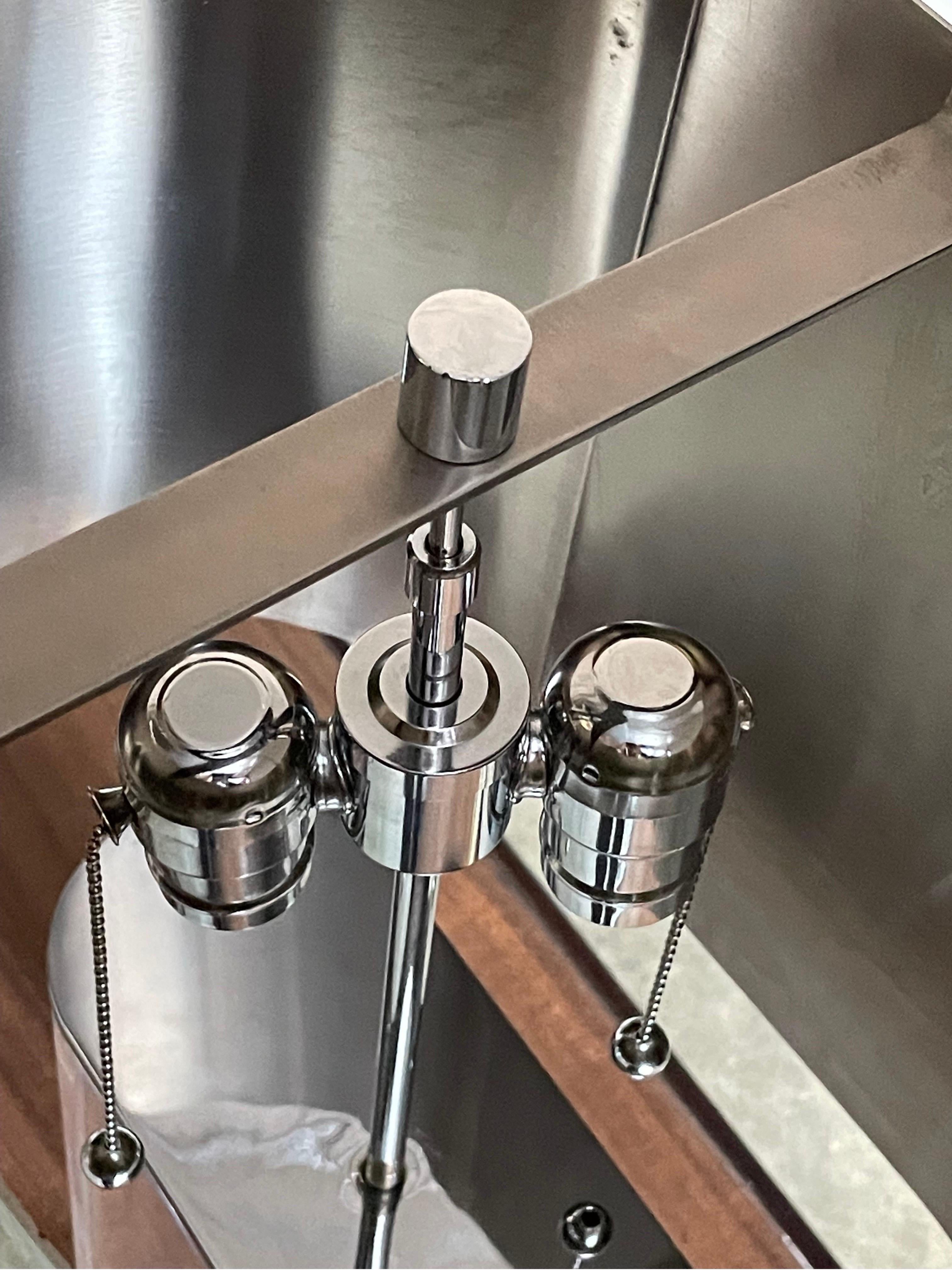 Rare Karl Springer Oval Lucite Block Lamp with Polished Metal Shade For ...