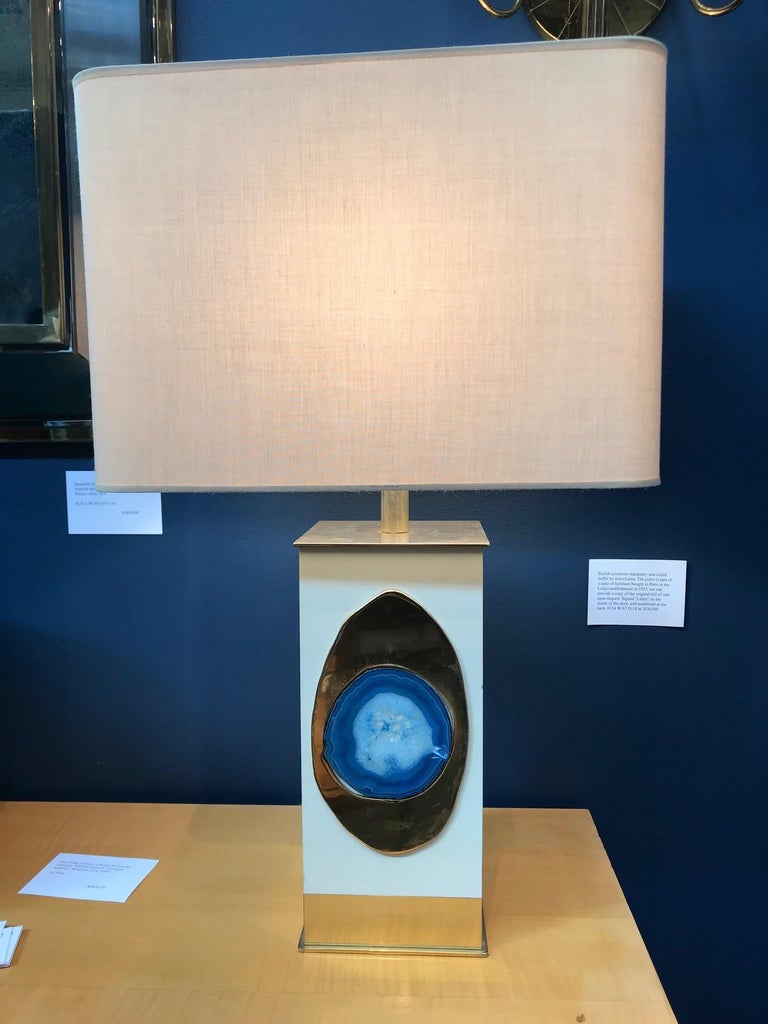 Rare Lamp in Brass with Geode Inset by Georges Mathias For Sale at 1stDibs