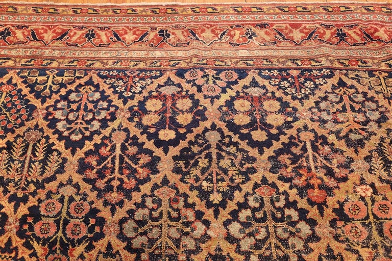 Rare Large 18th Century Antique Kurdish Shrub Design Rug. Size: 12' 8 ...