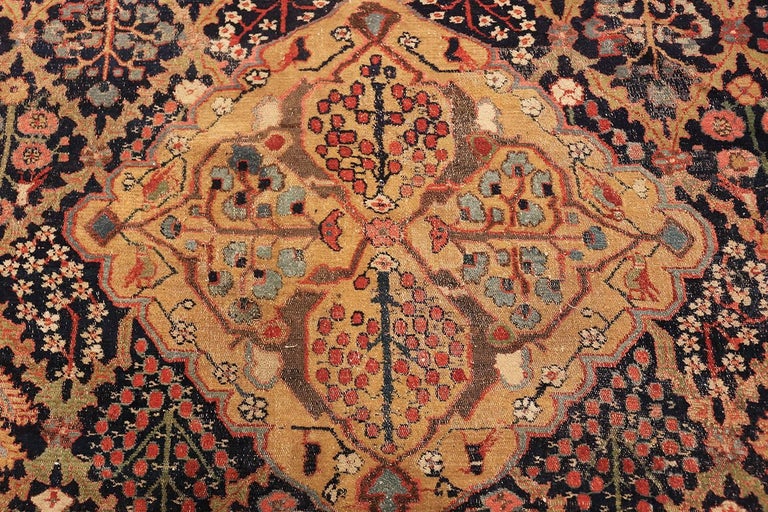 Rare Large 18th Century Antique Kurdish Shrub Design Rug. Size: 12' 8 ...