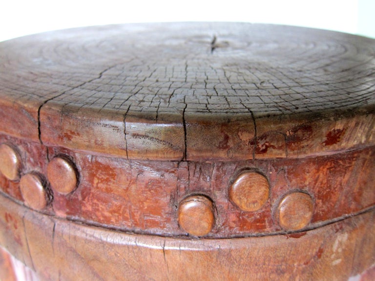 Rare Large 19th Century Carved Chinese Wooden Stool For Sale at 1stDibs
