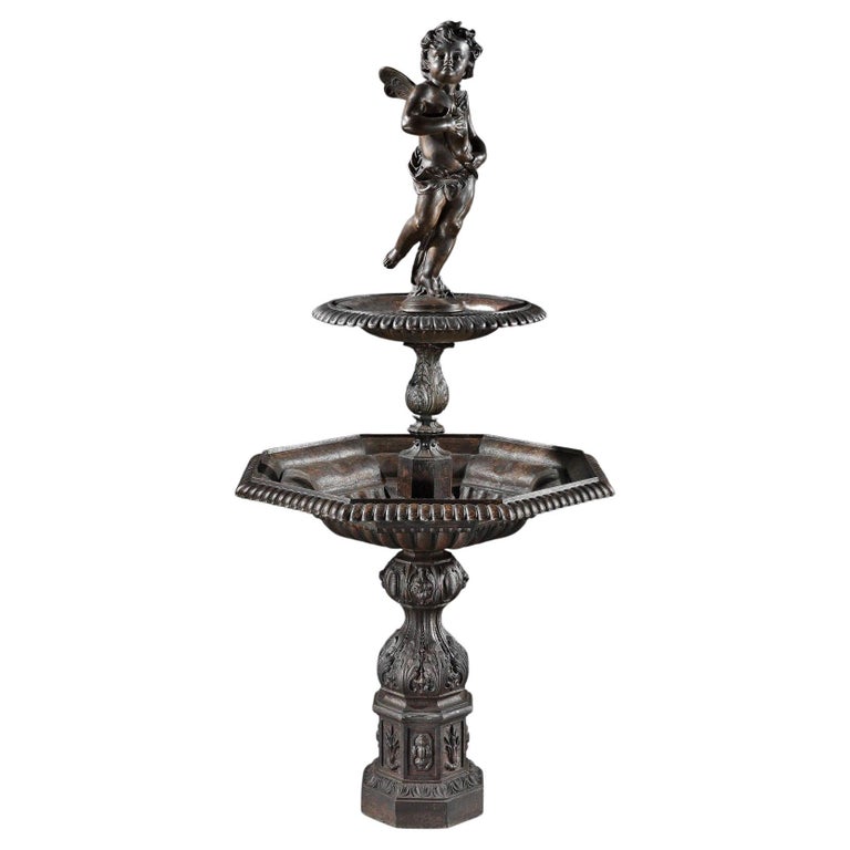 Rare Large 19th Century French Cast Iron Garden Fountain a Durenne For ...