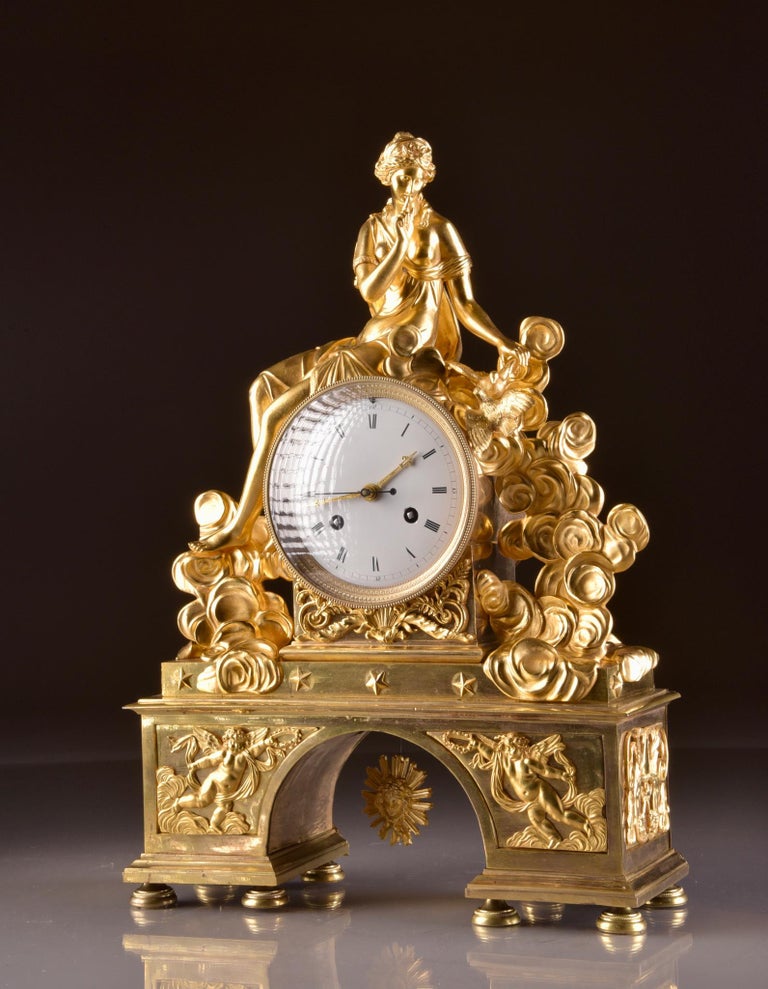 Rare Large Romantic French Directoire Mantel Clock, Late 18th C For ...