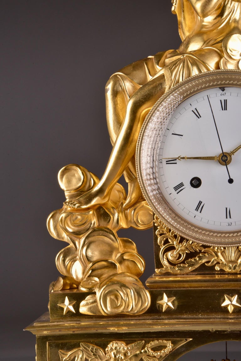 Rare Large Romantic French Directoire Mantel Clock, Late 18th C For ...