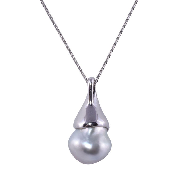 Rare Large Baroque South Seas Pearl Pendant Necklace For Sale at 1stDibs