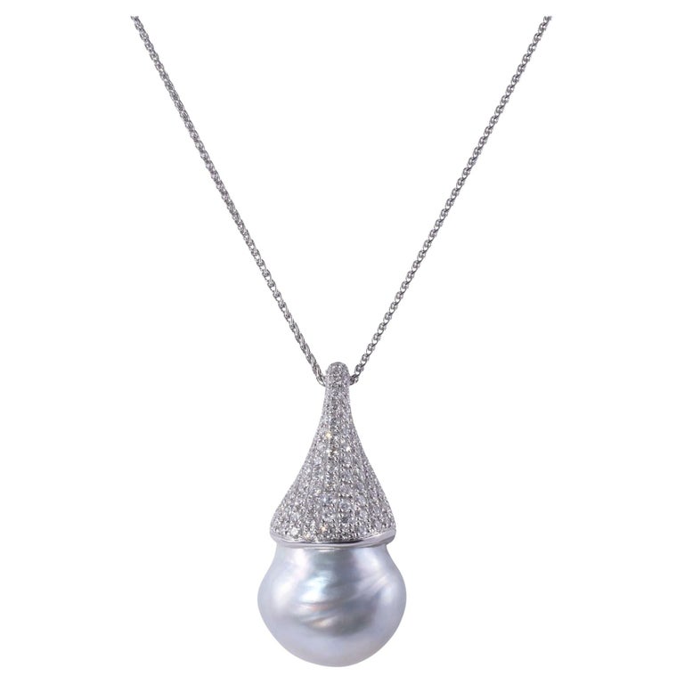 Rare Large Baroque South Seas Pearl Pendant Necklace For Sale at 1stDibs